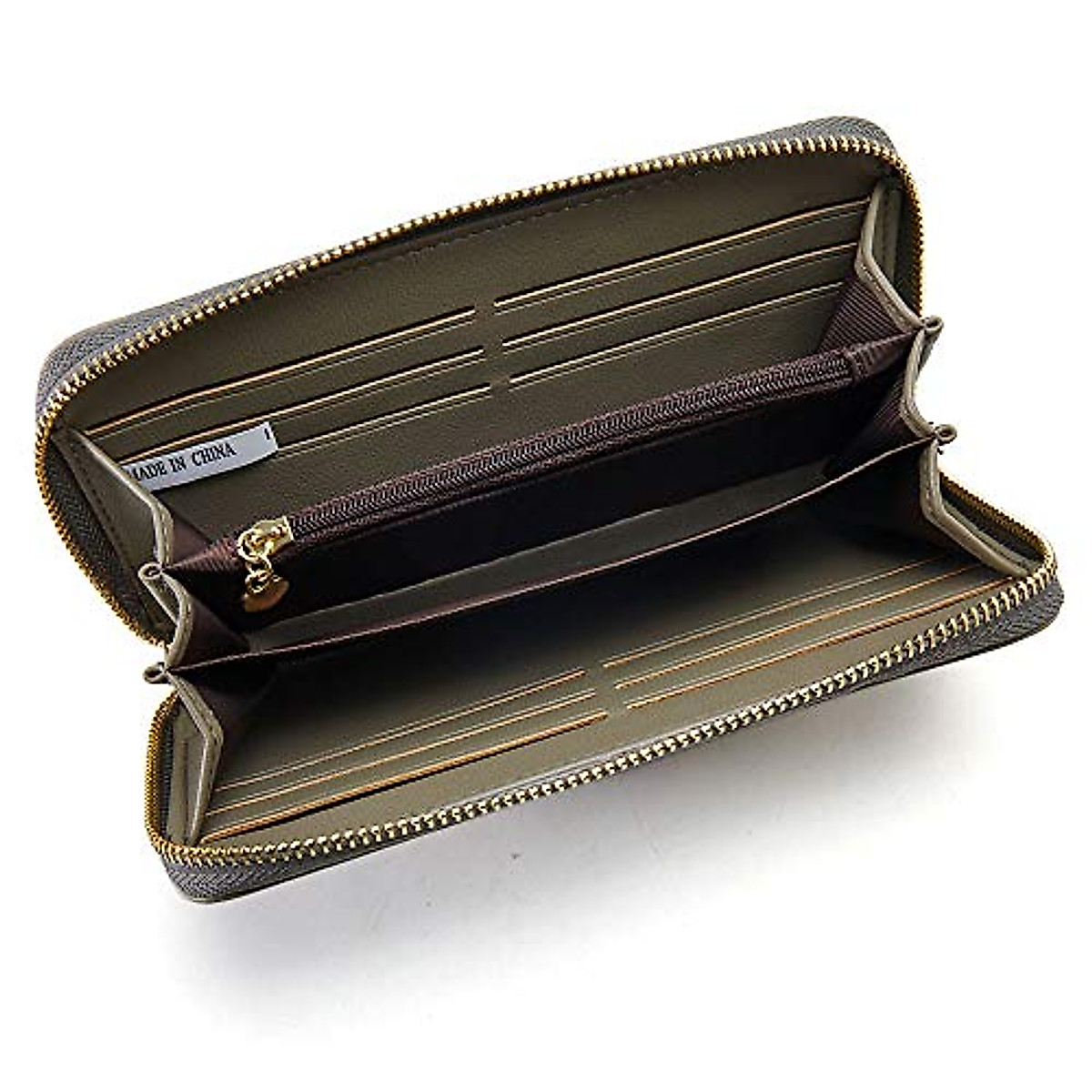 CYANB Women Wallets Tassel Bifold Ladies Cluth Wristlet Wrist strap Long Purse Snake Print Sequins Dark Brown