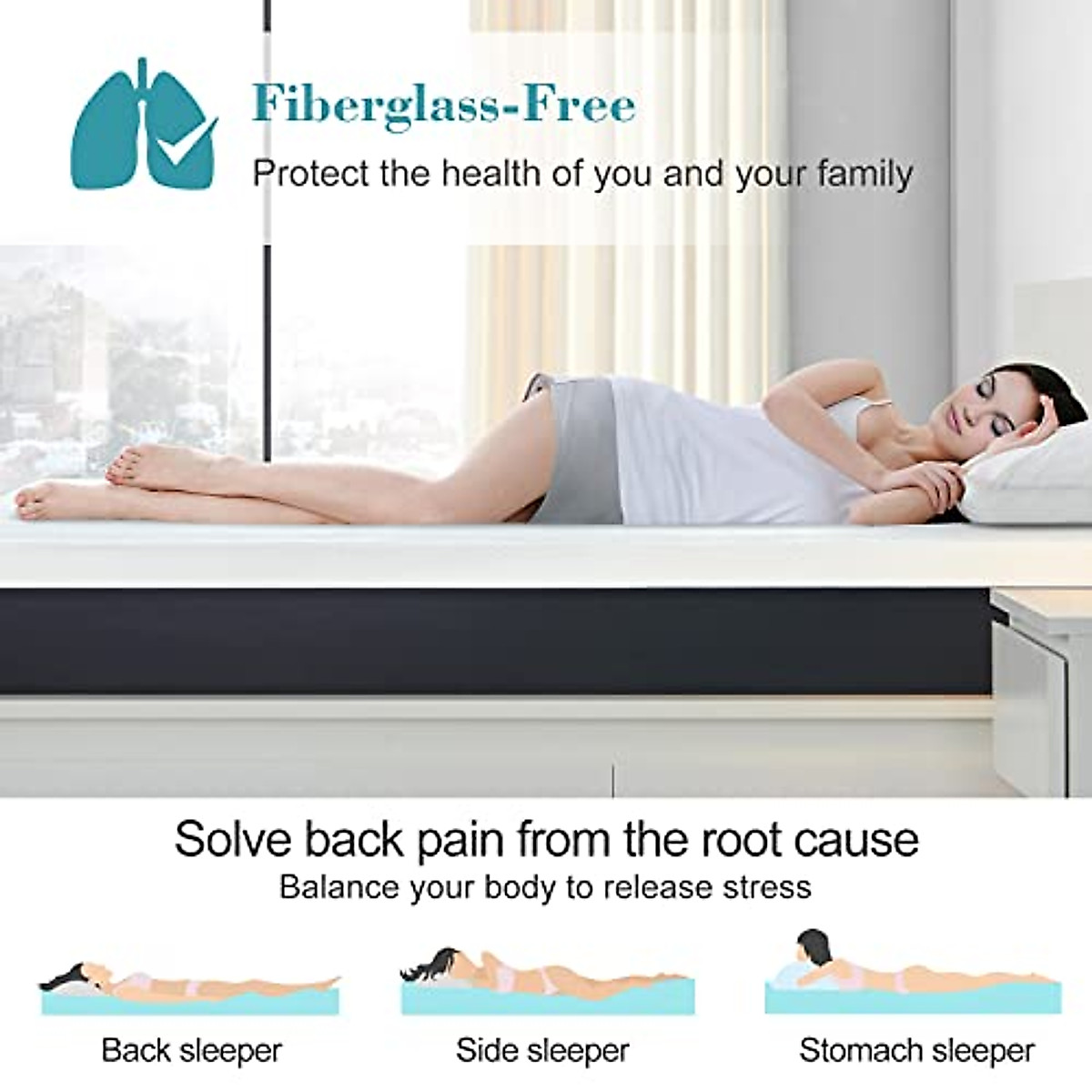 IYEE NATURE Queen Size Mattress, 12 Inch Cooling-Gel Memory Foam Mattress Bed in a Box, Supportive & Pressure Relief with Breathable Soft Fabric Cover, Medium Firm Feel,Black