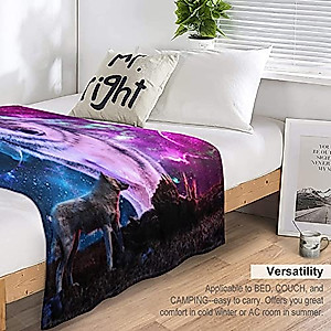 Wolf Super Soft Plush Throw Flannel Throw Blanket Super Soft Thin Noon Break Blanket for Bedroom Couch Sofa Office Home Car 50"×60"