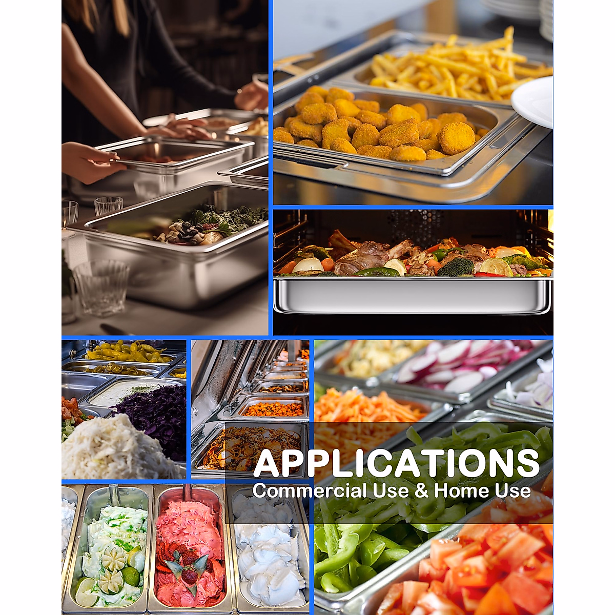 WantJoin 1/2 Half Size Steam Table Pans with Lid, 3 Pack 4 Inch Deep Restaurant Steam Table Pans Commercial, Hotel Pan Made of 201 Gauge Stainless Steel