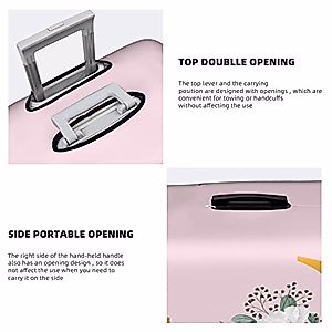 Flower Lette L Pink Luggage Cover Elastic Washable Stretch Suitcase Protector Anti-Scratch Travel Suitcase Cover for Kid and Adult S (18-21 inch suitcase)