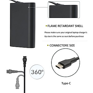 45W USB-C Laptop Charger for Dell Adapter: Dell XPS 13 9333 9360 9365 9370 9380,0HDCY5,LA45NM150,04RYWW,Ins piron 14 7275 7370 7437 Latitude 7390 2in1 5175 5285 5290-2in1 with Type c (USB-C/USBC) Tip