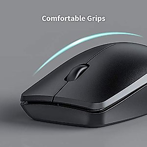 Wireless Keyboard and Mouse Combo, 2.4G Full-Sized Ergonomic Computer Keyboard with Wrist Rest and 1600 DPI Wireless Noiseless Mouse for Windows, PC, Laptop, Windows XP/7/8/10 (Black)
