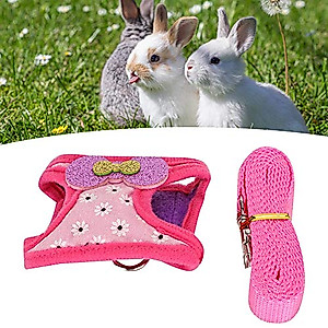 Entatial Traction Vest Rabbit Walking, Comfortable Chest Strap Animal Leash Harness Set Pet Leash, Hamster Guinea Pig for Rabbit(L)