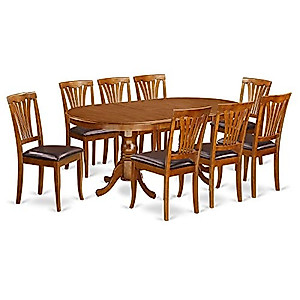 East West Furniture PLAV9-SBR-LC Dining Set, 9-Piece