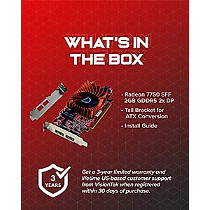 VisionTek Radeon 7750 2GB GDDR5 SFF Graphics Card, 4k 2 DisplayPort 1.2, PCIe, 7.1 Surround Sound, Full-Height Bracket - 900942