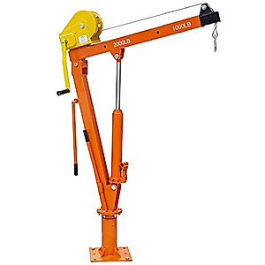 Prowinch Hydraulic Foldable Davit Crane with Winch - with 2000 Lbs Load Capacity - 360 Degree Swivel - Professional Grade Lifting Hand Winch with Automatic Brake - Durable and Versatile