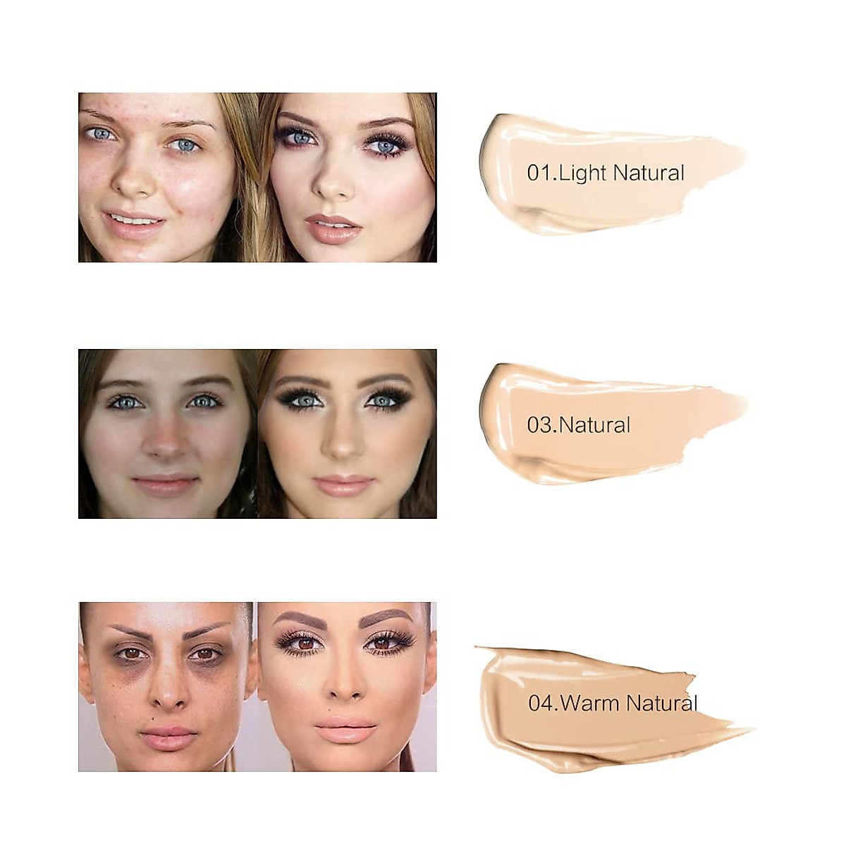 Pro Full Cover Liquid Concealer, Waterproof Smooth Matte Flawless Finish Creamy Concealer Foundation Corrector for Eye Dark Circles Spot Face Concealer Makeup Base, 6ml/0.20Fl Oz