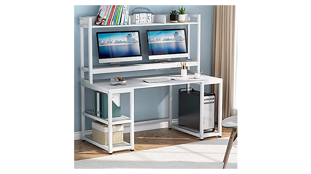 Tribesigns 55 Inch Computer Desk with Hutch & Storage