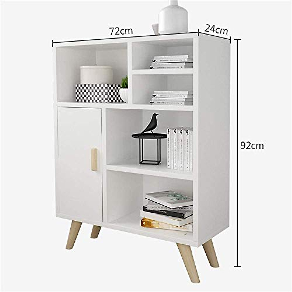 GELTDN Library with Doors, Home Bookcase, Three-Story six-Story Storage Storage Bookcase, Wear and Durable, Raise The Table Legs