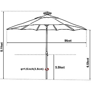 1 Set of Solar 9ft Sunumbrella Umbrella & Umbrella Cover