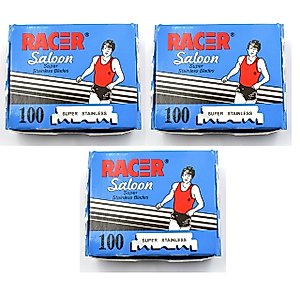 Racer 300 single edge stainless razor blades(3 pack of 100 blades) Half