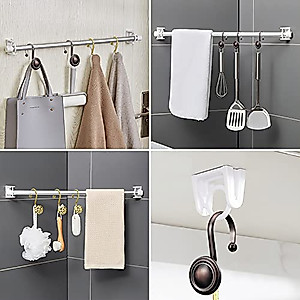 YJNSFT 12 Pcs Hollow Ball Shower Curtain Hooks, Rust Proof Chrome Rod Hooks Sets, Luxury Decorative Stainless Steel Shower Curtain Rings for Bathroom (Gold)