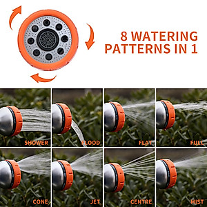 Hongmai Garden Hose Nozzle,8 Patterns Hose Sprayer High Pressure,Heavy Duty Pup Jet Dog Wash,Metal Water Hose Nozzle with Soap Dispenser,Car Wash Foam Gun