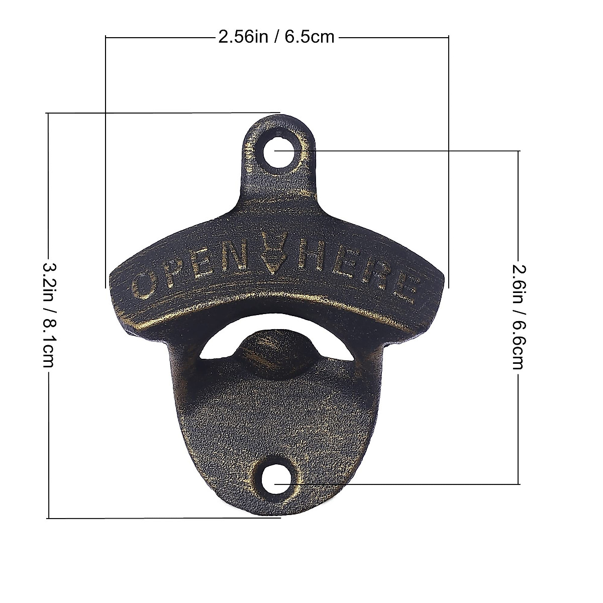 Jumiok Stainless Magnetic Wall Mount Beer Cap Opener Post Mounted Bottle Opener with Magnetic Cap Catcher Outdoor (Aged Bronze)