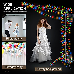 LINCO Lincostore T-Shape Portable Background Backdrop Support Stand Kit 6.7ft Wide 9.5ft Tall Adjustable Photo Backdrop Stand with 3 Clamps