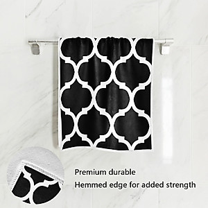 Bath Towels Hand Towels for Bathroom Washcloths Face Cloths Cotton Geometric Moroccan Black Decorative Absorbent Soft 30x15in