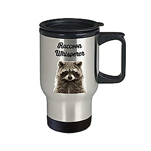 SpreadPassion Raccoon Whisperer Travel Mug - Funny Tea Hot Cocoa Coffee Insulated Tumbler Cup - Novelty Birthday Christmas Gag Gifts Idea