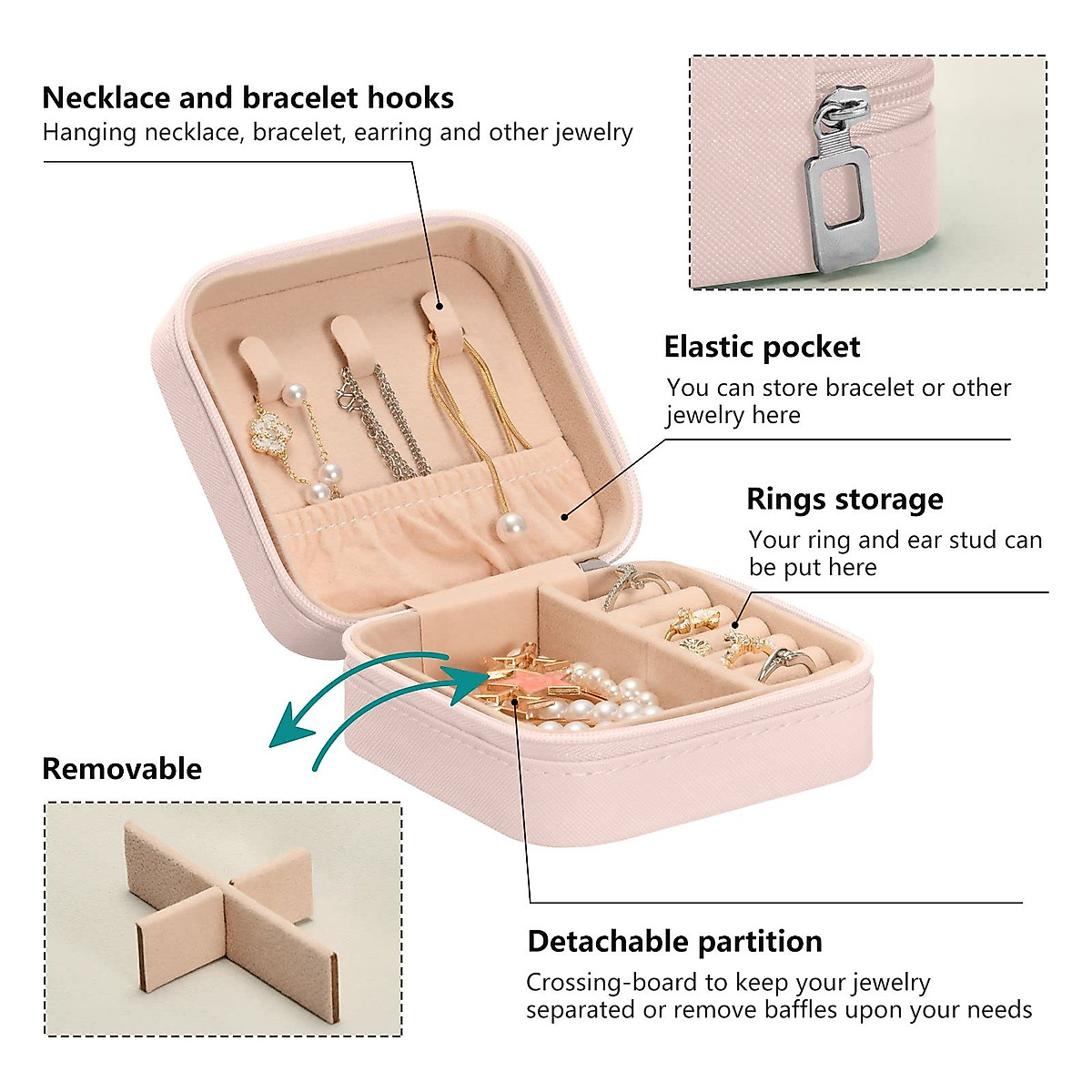 linqin Travel Jewelry Box Organizer Maple Leaves Portable Jewelry Storage Box Case for Earring Rings Necklace Bracelets Accessories Gifts for Women Gis Wife Daughter