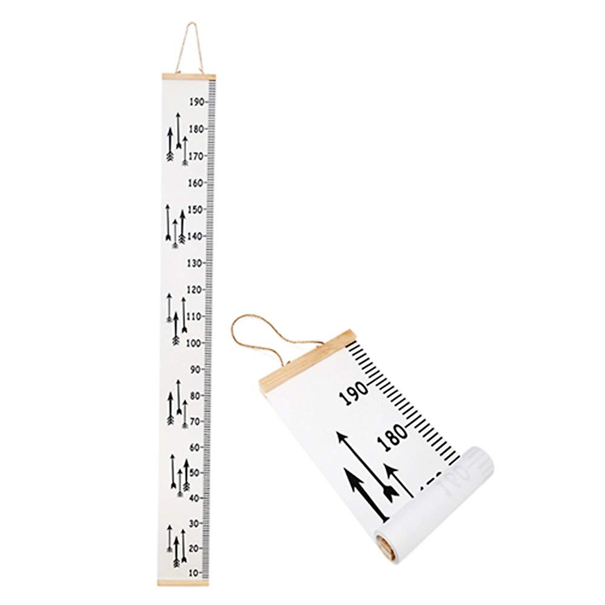 Baby Height Growth Chart Hanging Rulers Kids Room Wall Wood Frame Canvas Ruler Room Decoration 79''x7.9'' (Arrow)