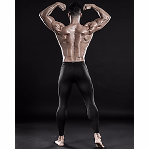 DRSKIN Compression Cool Dry Sports Tights Pants Baselayer Running Leggings Yoga Rashguard Men (M, Black)