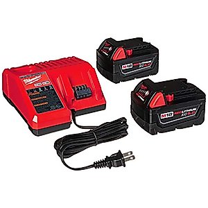 Milwaukee 48-59-1850 M18 RED LITHIUM XC 5.0 Ah Batteries (2) + 48-59-1812 M12 and M18 Multi Voltage Charger kit