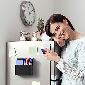 MaxGear Dry Erase Marker Holder Magnetic Pen Holder for Fridge, Dry Erase Board & Locker Organizer, Remote Control Holder for Wall Marker Holder, Whiteboard Accessories, 2 Pack, Black