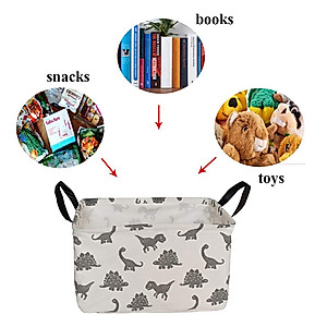 HUAYEE Rectangular Storage Bin Shelf Basket Canvas Fabric Toy Box,Waterproof Coating Nursery Hamper with Handles,Gift Basket for Home,Office,ClothesBooks(REC Dinosaur)