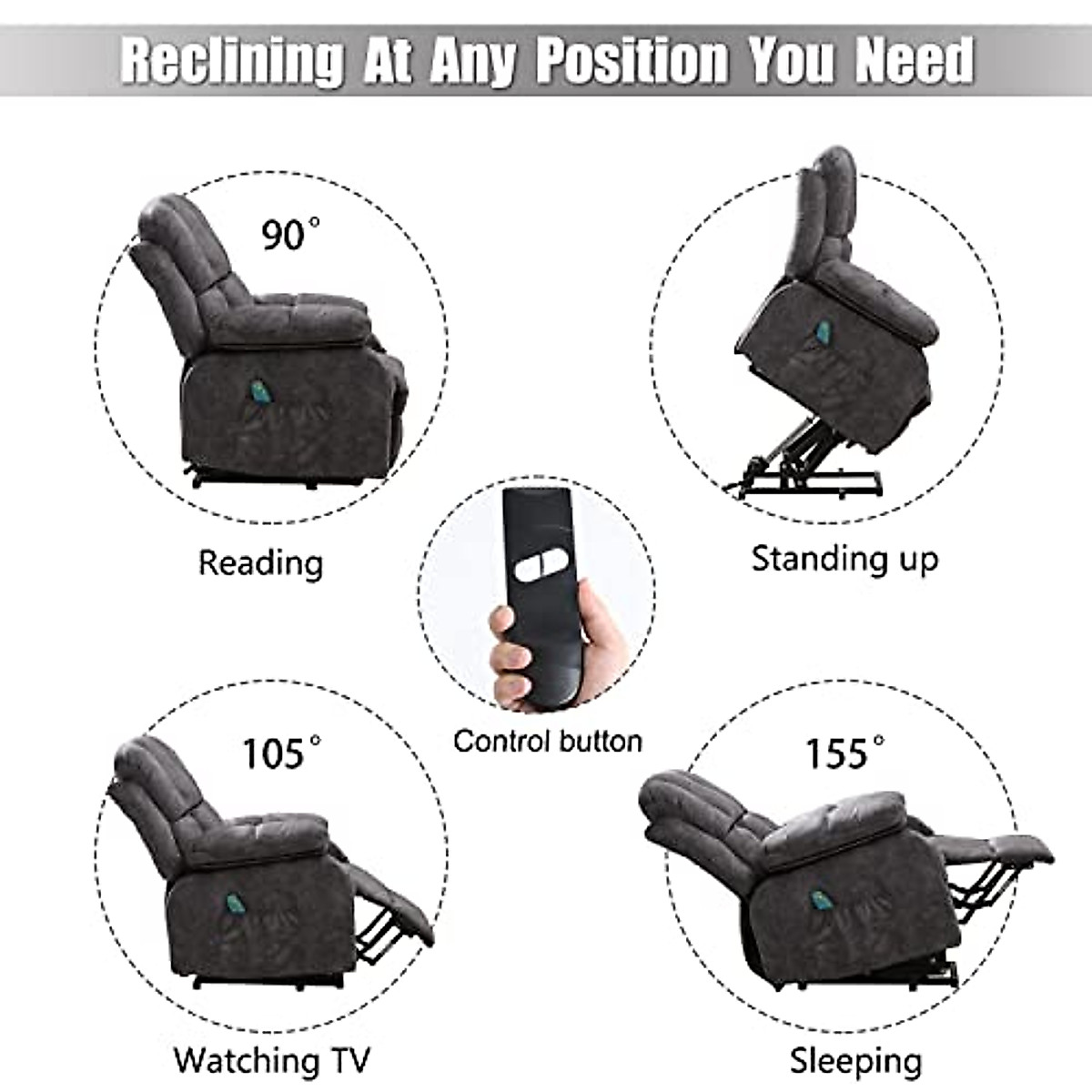 VON RACER Lift Chair Lift Chairs Recliners for Elderly Lift Chair with Heat and Massage Recliner Chair for Living Room Power Recliner with Side Pocket, USB Charge Port Power Lift Recliner Chair