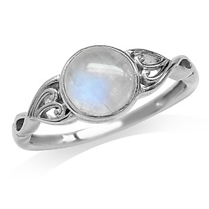 Silvershake 7mm Natural Moonstone 925 Sterling Silver Victorian Style Solitaire Ring Size 12
