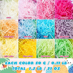 600 g 21 oz Multicolor Easter Basket Grass 1.3 LB Craft Shredded Tissue Shipping Confetti for Packaging Raffia Colorful Filler Paper Pastel Color Tissue Paper Shred for Gift Packing Wrapping Stuffing