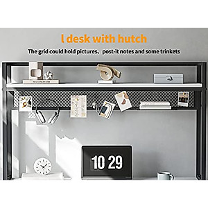 CubiCubi L Shaped Desk with Hutch, 66" Corner Computer Desk with Drawer,Home Office Gaming Table Workstation with Storage Bookshelf, White