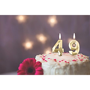 2 inch Gold 49 Birthday Candles, 3D Diamond Number 49th Cake Topper for Boys Girls Birthday Party Decorations Theme Party