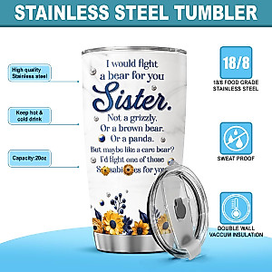 JENOIS Cups Soul From Sisters Tumblers, Sister Gifts, Sister Big Sis, Tumbler 20 Oz With Lid And Straw