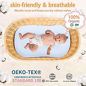 Pucmaoci Organic Waterproof Baby Lounger Covers 2 Pack| GOTS Certified 100% Cotton| Removable Cover with Waterproof Liner | Machine Washable and Dry (Cover only)（Blue & Green)