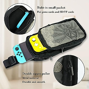 PERFECTSIGHT Travel Bag for Nintendo Switch/Lite/OLED, Cute Crossbody Shoulder Bag for Tears of The Kingdom, Portable Sling Backpack Game Carrying Case for NS Console Dock Joycon Accessories, Yellow