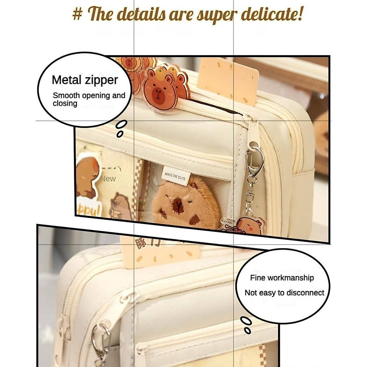 COPAMVR Pencil Case Large Capacity Pencil Pouch Aesthetic with Multi-Pieces Ultimate Organizer Kit: Spacious & Chic Pouch with Premium Assorted Essentials (Creamy white-A set), PB9587