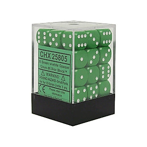 Chessex CHX25805 Dice-Opaque: 36D6 Green/White Set