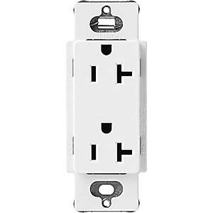 Lutron SCR-20-SW Satin Colors 20-Amp Receptacle, Snow