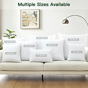 OTOSTAR Pack of 2 Down and Feather Throw Pillow Inserts, 28 x 28 Soft Fluffy Square Pillow Inserts with 100% Cotton Cover Decorative Pillows for Sofa Couch Bed-White