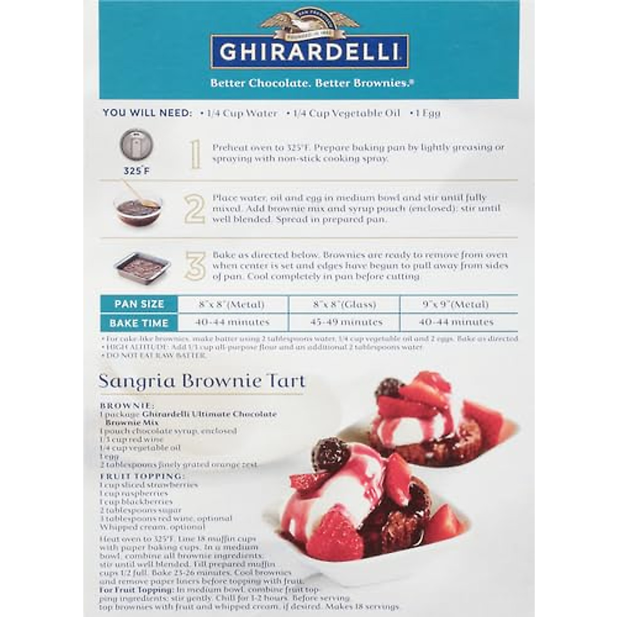 GHIRARDELLI Ultimate Chocolate Premium Brownie Mix, 19 Oz