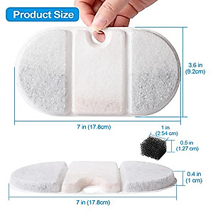 Replacement Filters for 71oz/2.1L Capsule Cat Water Fountain, Fountain Filter Set for Ultra Quiet Pet Water Dispenser, Automatic Cat Dog Water Fountain Filter (6 Sets)
