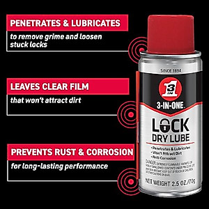 3-IN-ONE Lock Dry Lube, 2.5 OZ