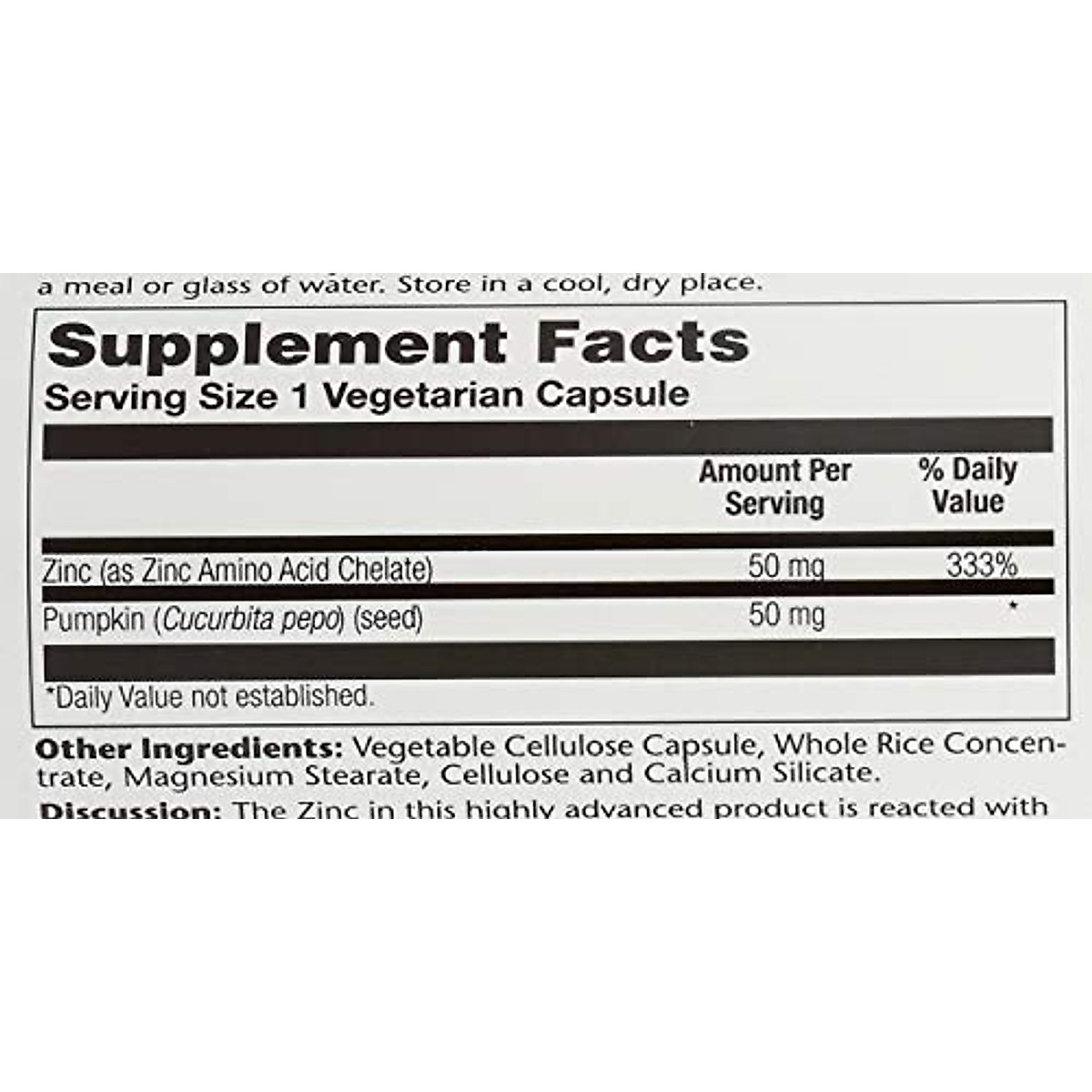 Solaray Zinc Amino Acid Chelate 50 mg VCapsules, 100 Count