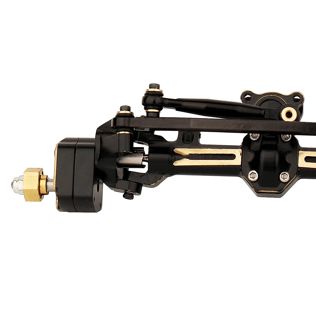 RZXYLRC Brass Black Coating Complete Portal Front and Rear Axles with Servo Mount Servo Arm for Axial AX24 1/24 RC 4WD Crawler Car Metal Upgrade Parts