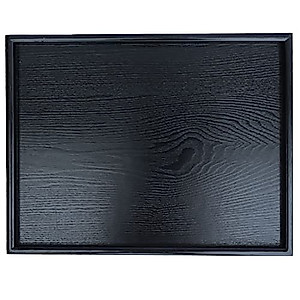 22 x 18 Inches Extra Large Solid Wood Serving Tray Tea Coffee Table Tray Snack Food Meals Serving Plate Kitchen Party Bar Server Breakfast Tray with Raised Edges Black Ottoman Tray Rectangle