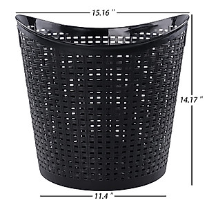 Sosody 40L Plastic Tall Flex Laundry Basket, Black Laundry Hamper with Handles, 6 Packs