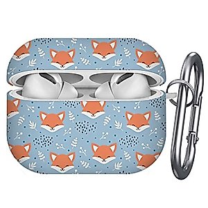 Art-Strap Protective Case, Compatible with AirPods Pro - Shockproof Soft TPU Gel Case Cover with Keychain Carabiner Replacement for Apple AirPods Pro (Cute Fox Wolf)