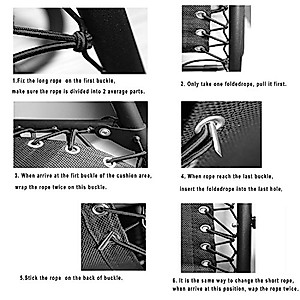 DREAM ART 4 Pcs Universal Replacement Cords/Strings for Zero Gravity Chair,Recliners, Zero Gravity Chairs Repair Tool Kit for Lounge Chair/Anti Gravity Chair,Bungee Chair - One Chair Kit,Black-Dark