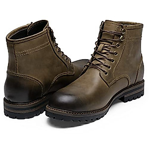 Jousen Men's Boots Leather Casual Chukka Boots for Men Waterproof Retro Hiking Motorcycle Boots(AMY8180 Khaki 12)